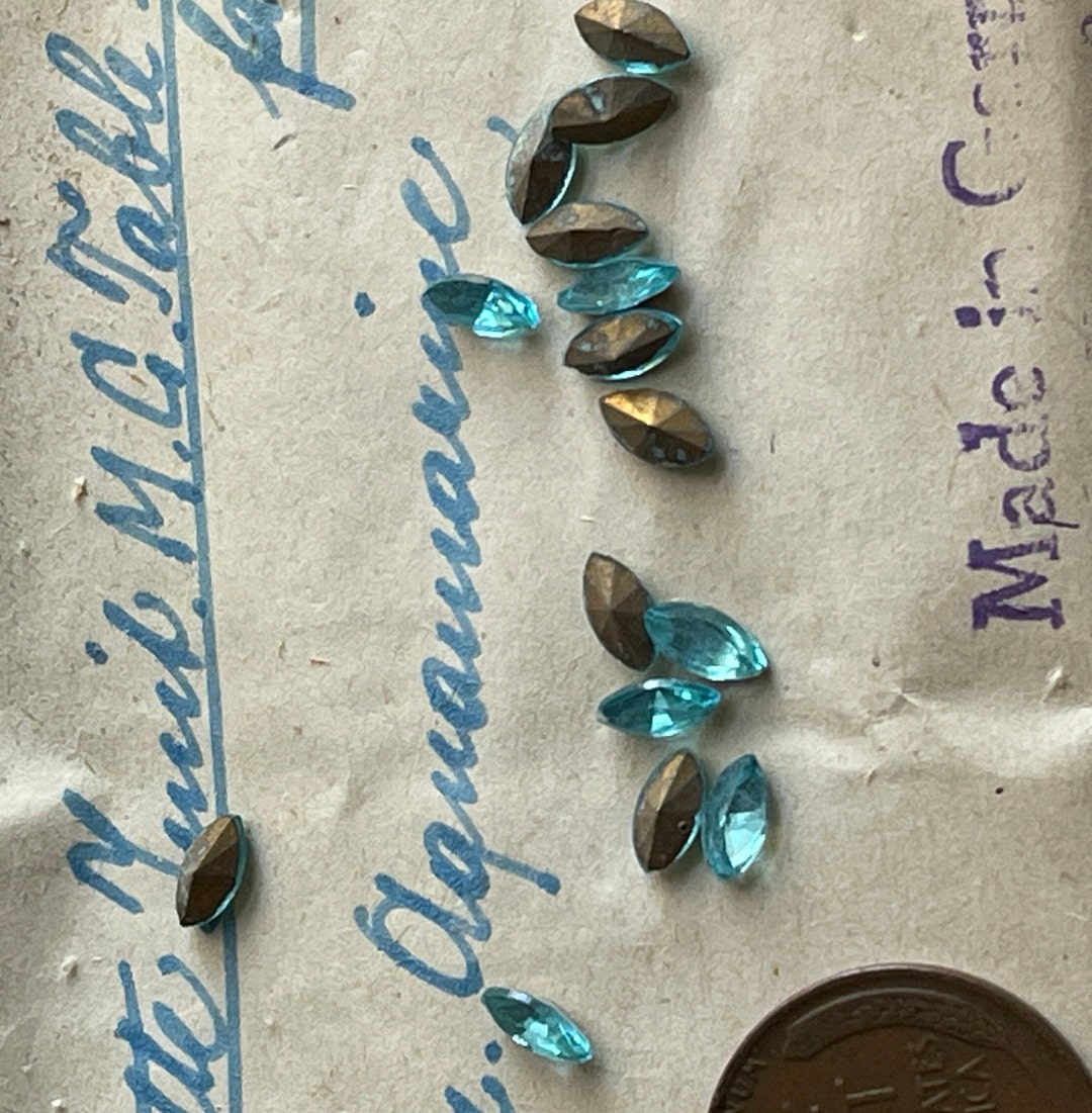 6x3 Navette Stones, Vintage, Made in Germany, Table Polished, Faceted ...