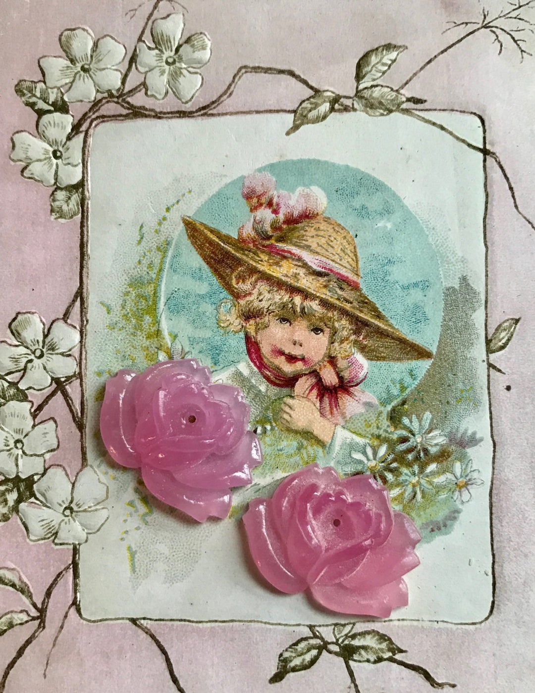 Shabby Chic Roses,vintage Pink Rose Quartz, 25mm - Etsy