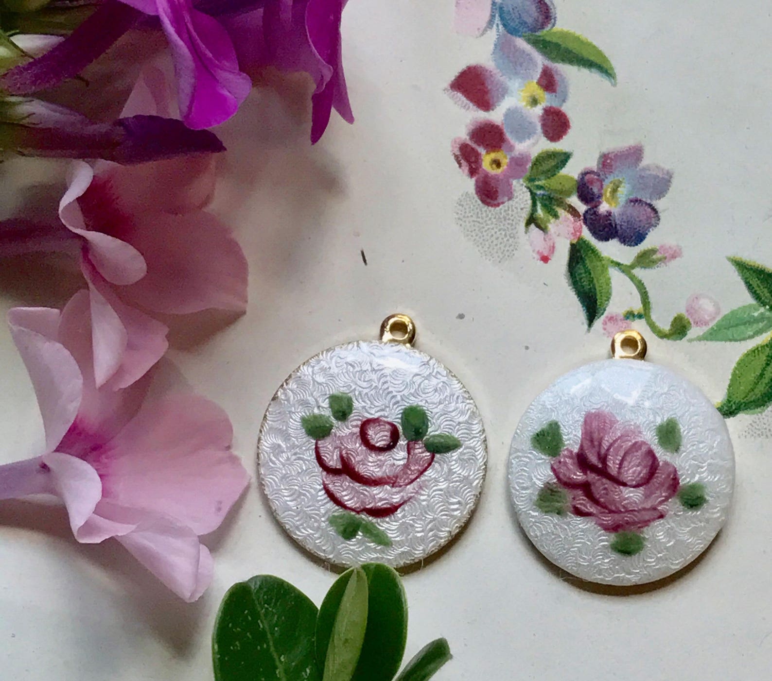 Shabby Chic Charms Guilloche Charms Enamel Charmsfindings | Etsy