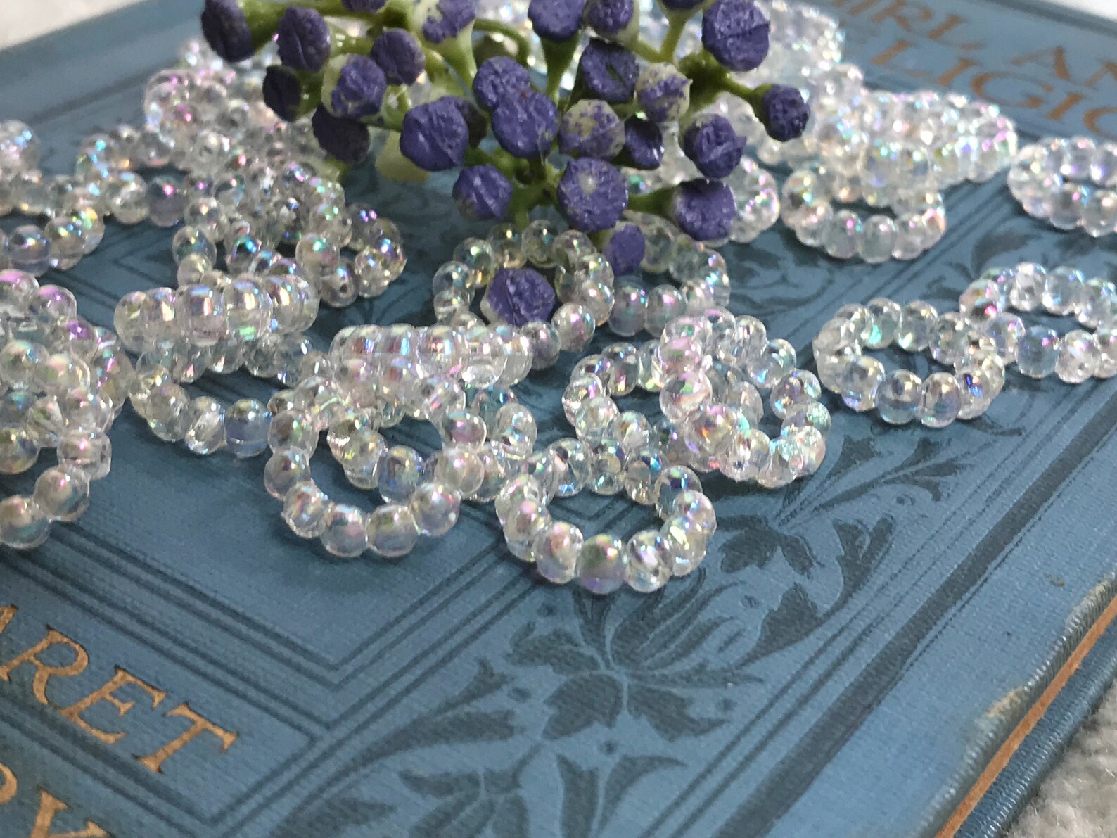 Vintage Aurora Borealis Beads, Austria, AB Connectors - Etsy