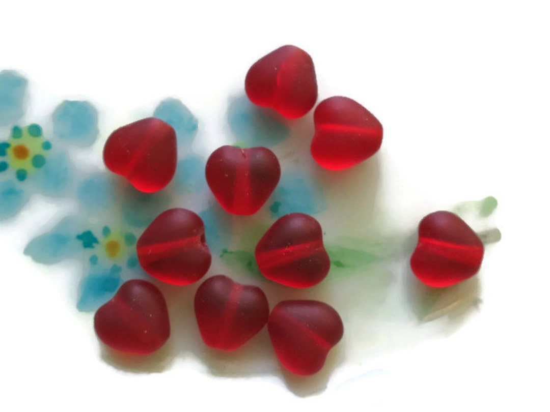 6mm Heart Beads, Ruby Glass Beads, Matte Red Hearts - Etsy