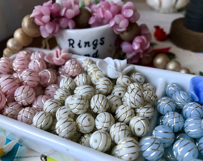 Vintage Bumpy Glass Beads, Pink Shabby Chic Pressed Czech Cottage Chic ...