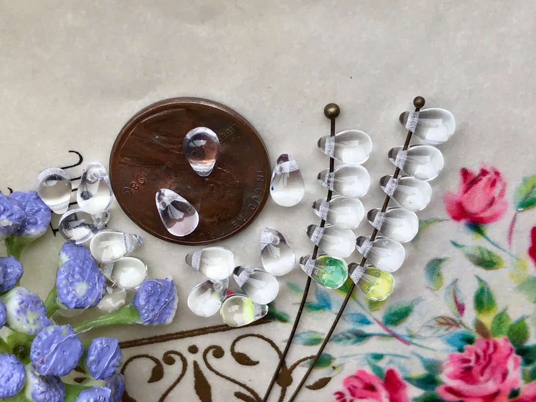 Vintage Crystal Drops, Tiny Drops, Clear Glass Drops, 4x6 or 6x10 ...