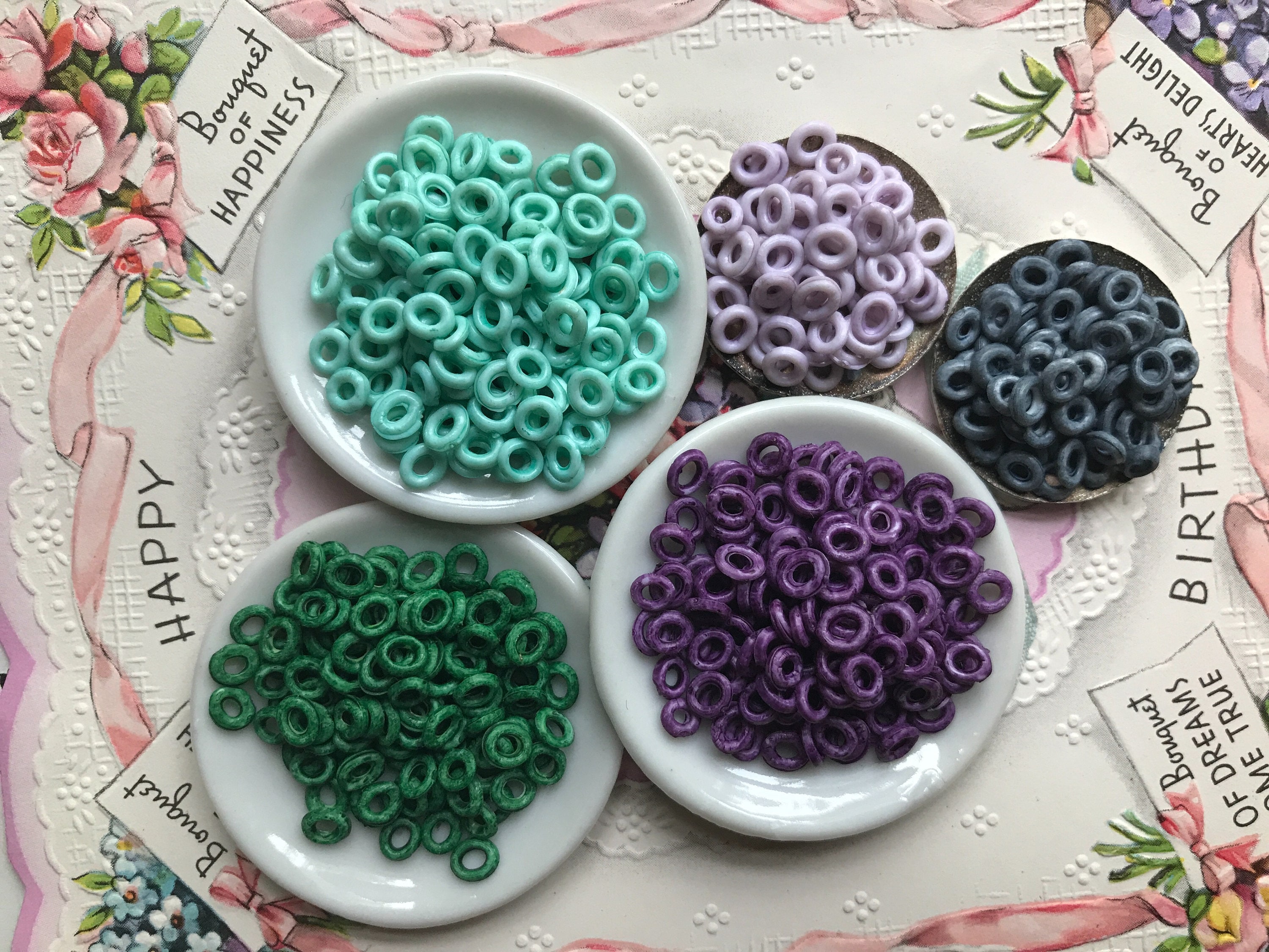 Vintage shabby Chic ring Beads Tiny loop beads Link | Etsy