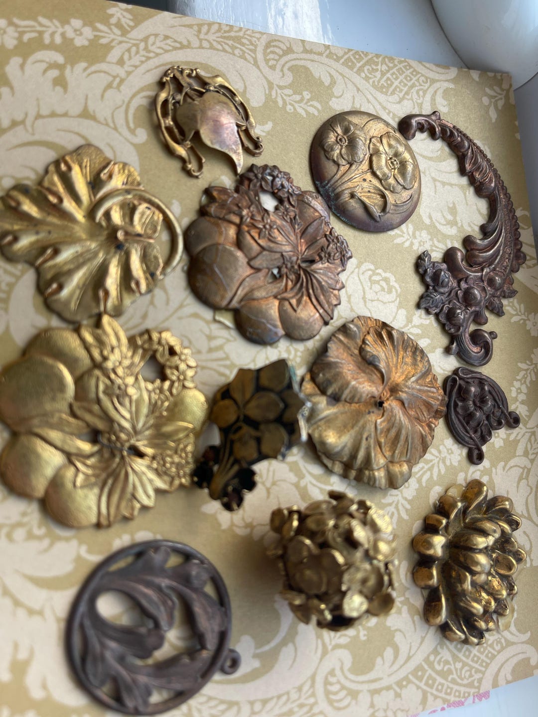 Vintage Brass Findings, Assemblage Lot, Stamping Lot, Brass Stamping ...