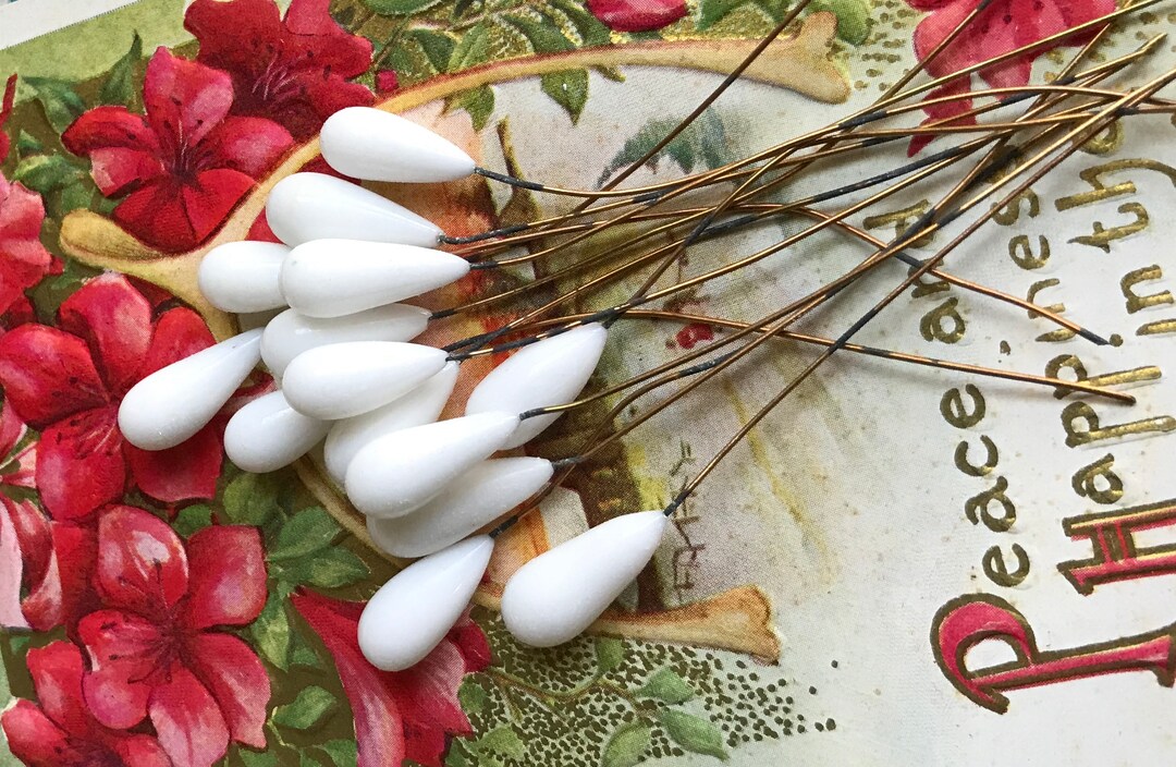 Miriam Haskell Wired Picks, Pistils, Milk White, Wired Beads, Glass ...