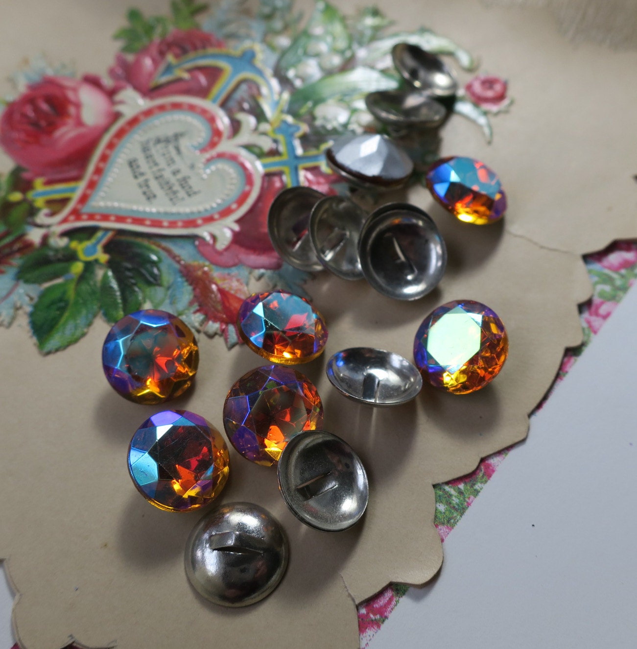 11mm Vintage Buttons Kit Titania Round Topaz Czech Rhinestone | Etsy