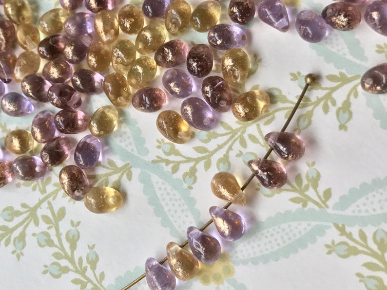 Renaissance beads TearDrop Beads Glass Drops 4x6mm Drops | Etsy