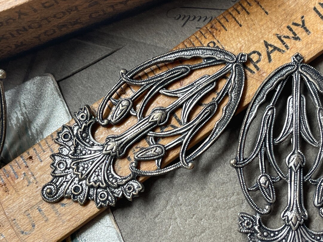 Antique Edwardian Filigree Stamping, Antique Silver Ox, Metal Accent ...