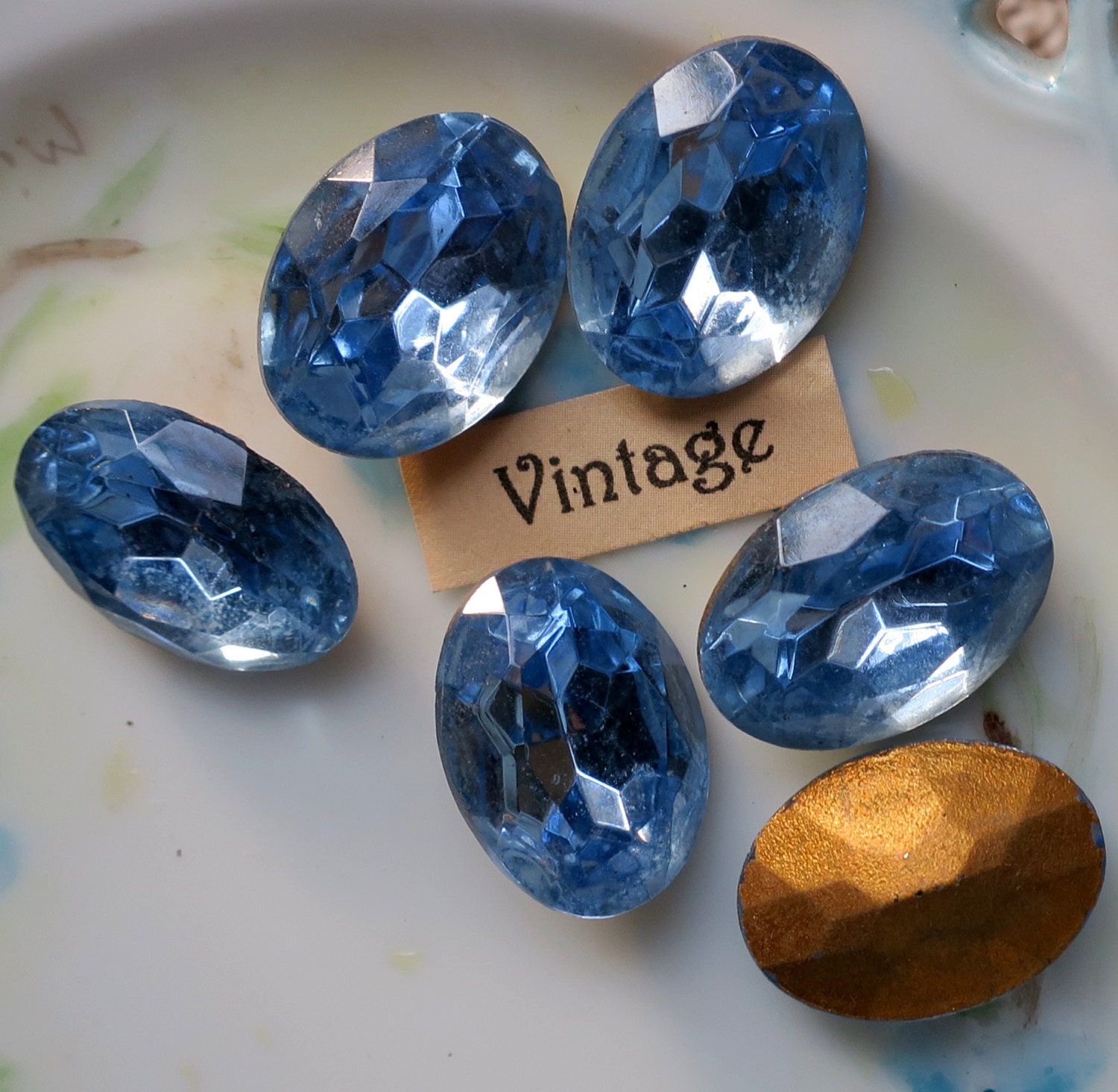 Vintage Oval Stones,18x13mm Stones,light Sapphire Stones,blue Gold ...