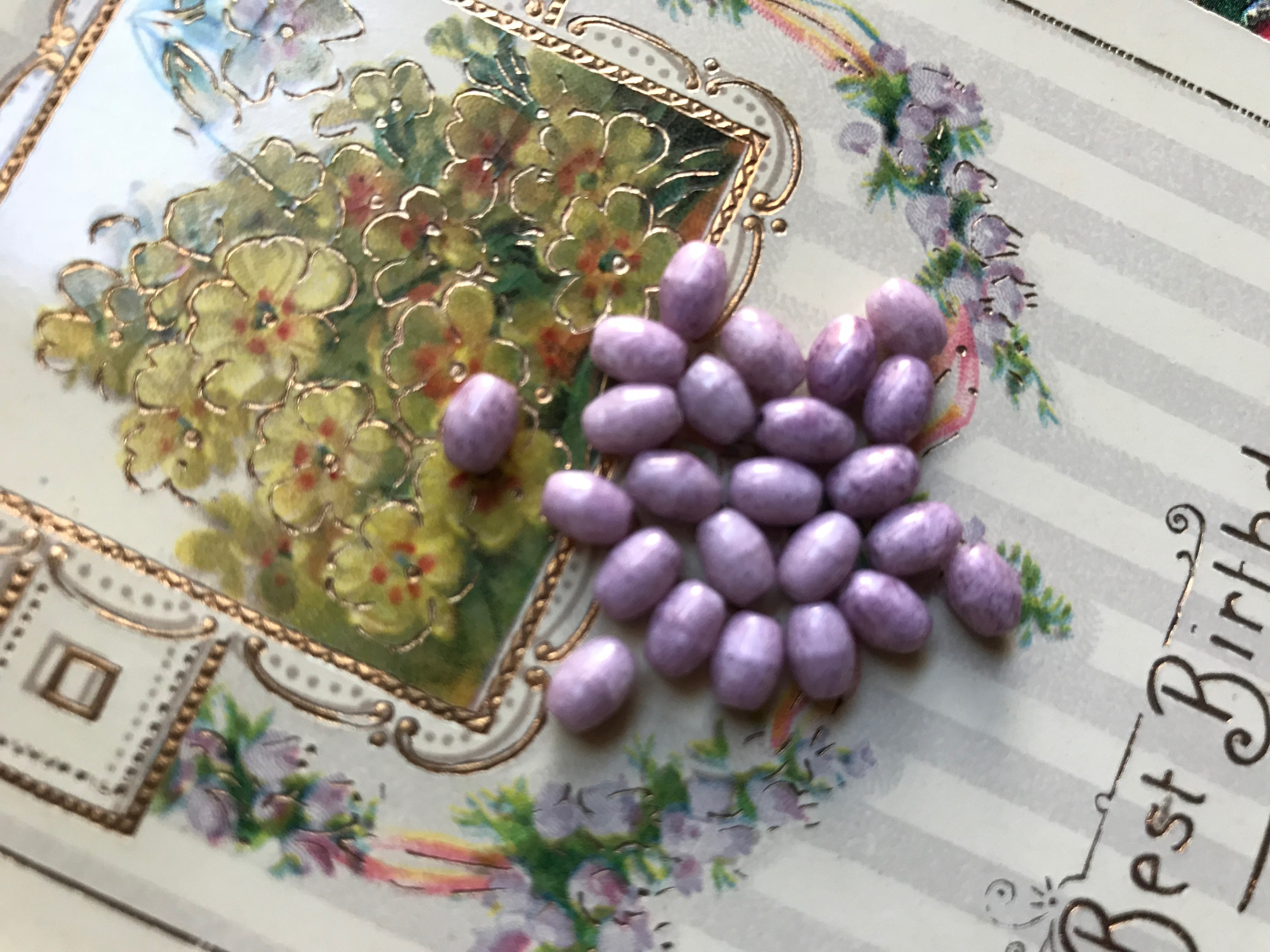25 Vintage Glass Beads Rice Light Amethyst Old Rare Unusual | Etsy