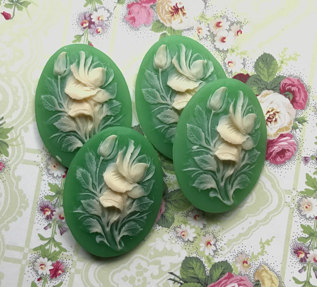 40x30 Rose Cabochons,vintage Cabochons,flower Oval Cameos - Etsy