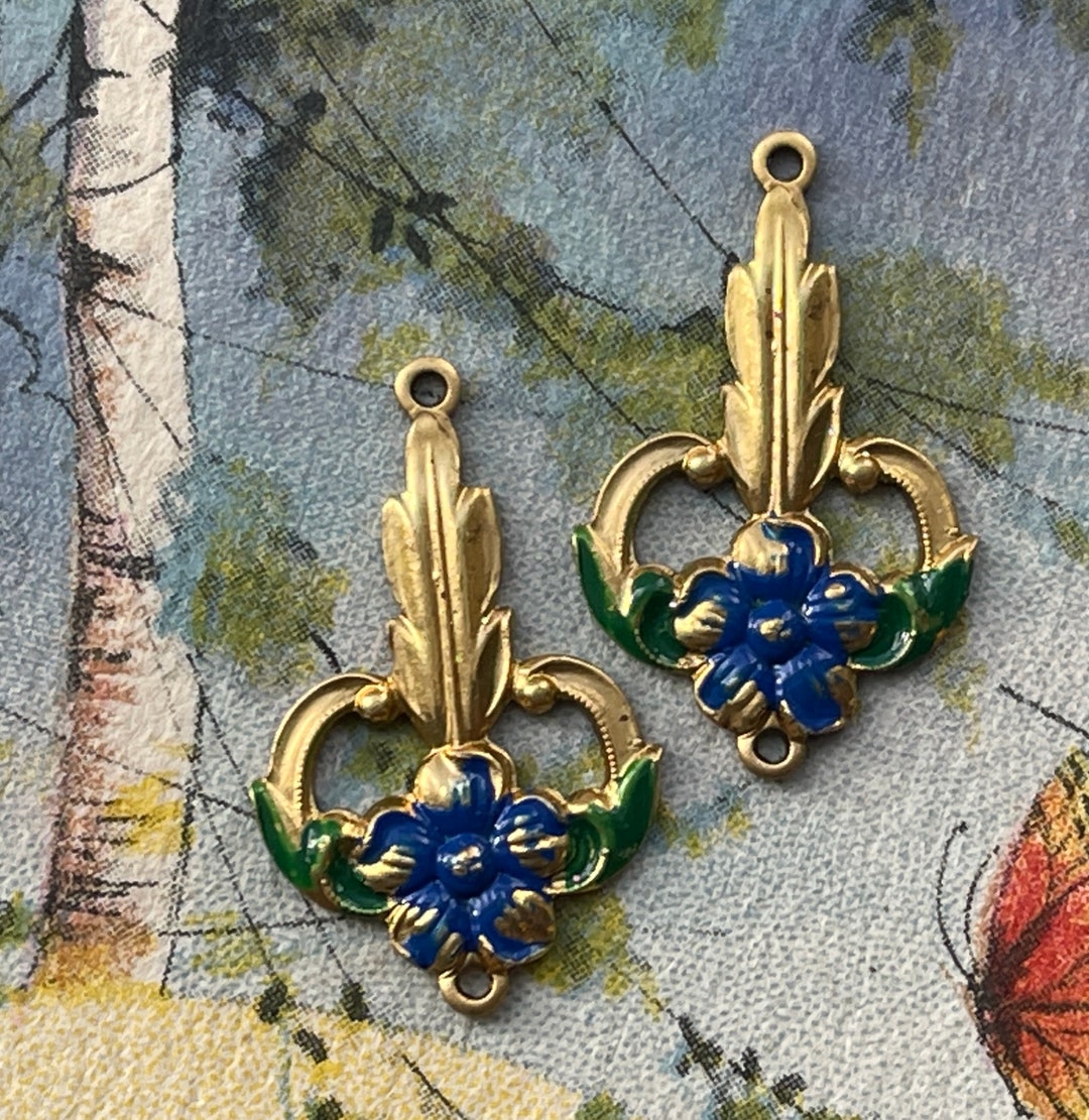 Brass Flower Connectors, 2 Pcs - Etsy