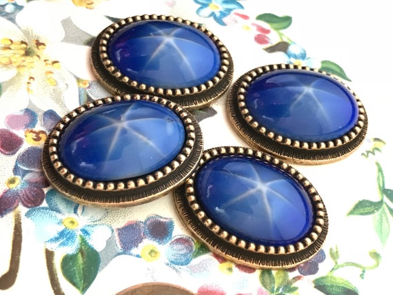 Vintage Star Cabochons Cobalt Star Cabochons 18x13mm | Etsy