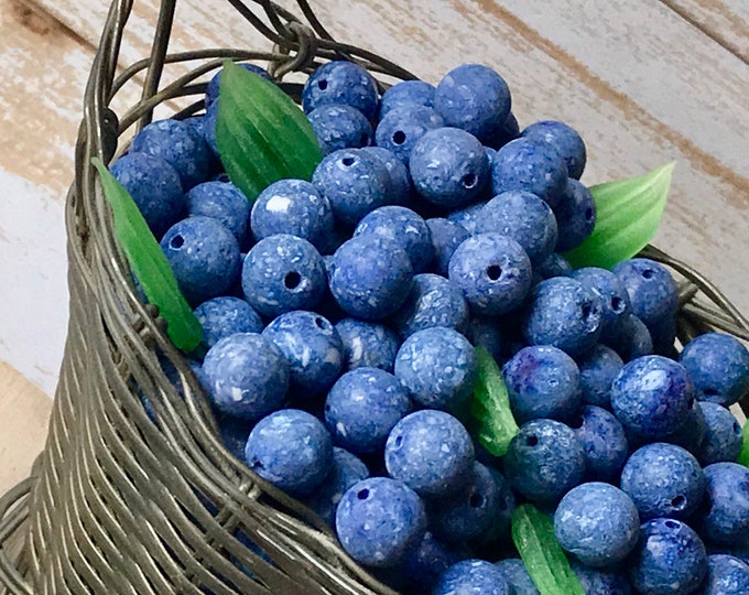 Vintage Glass Blueberries Beads, Berry Beads, Berries, 8mm Round Blue ...