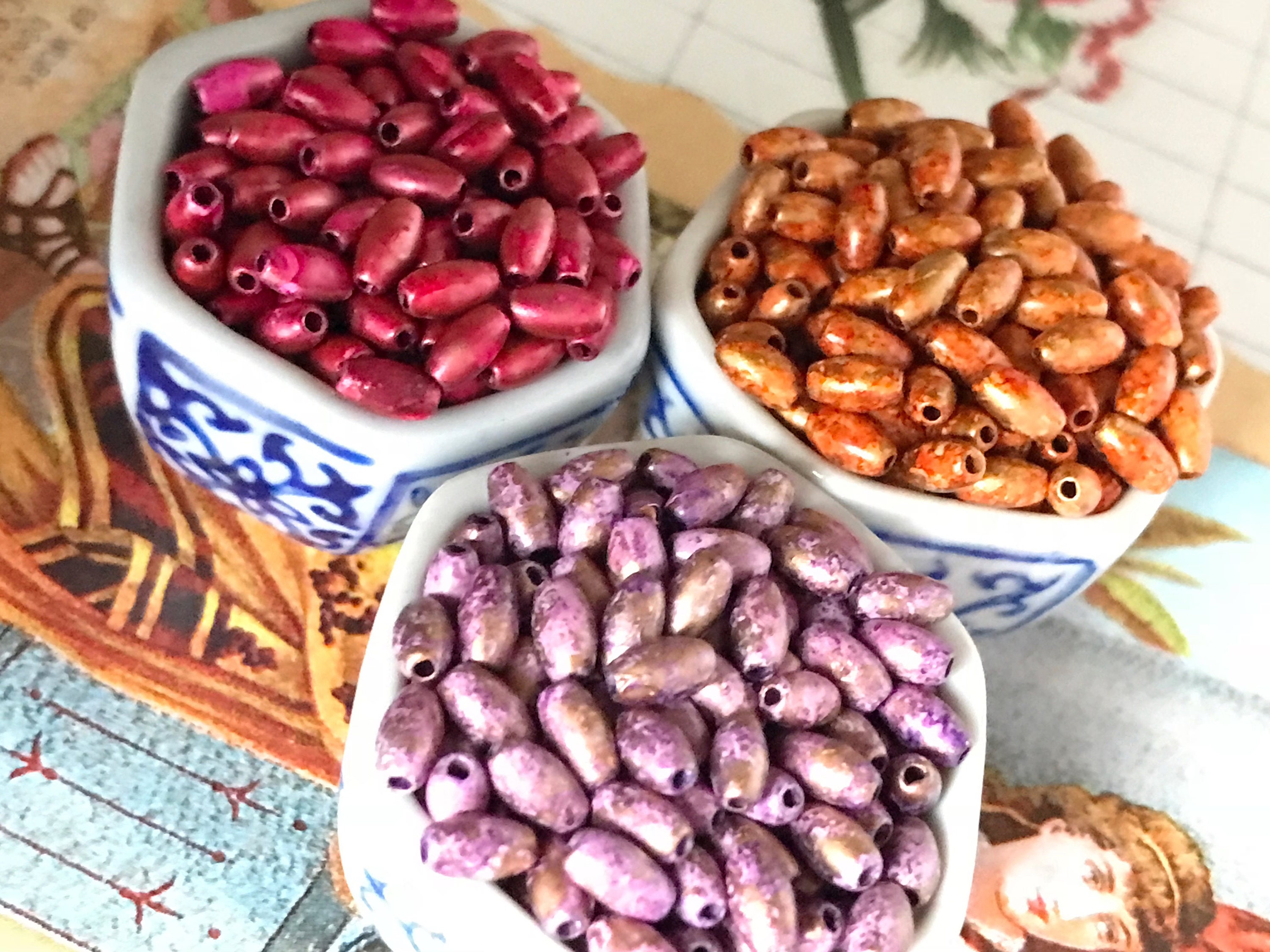 Vintage Rice Beads Lucite Beadspicasso Beads Tiny Beads | Etsy