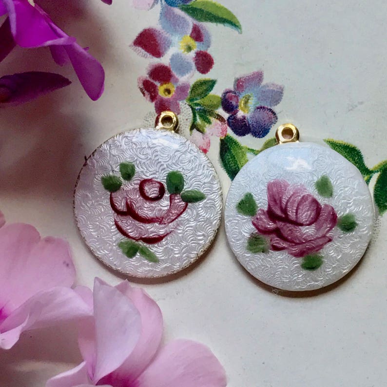 Shabby Chic Charms Guilloche Charms Enamel Charmsfindings | Etsy