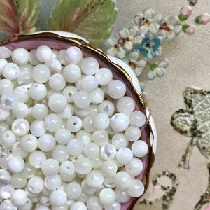 Vintage Mother of Pearl Beads - MOP Beads - 4mm - Genuine - Shabby Chic ...