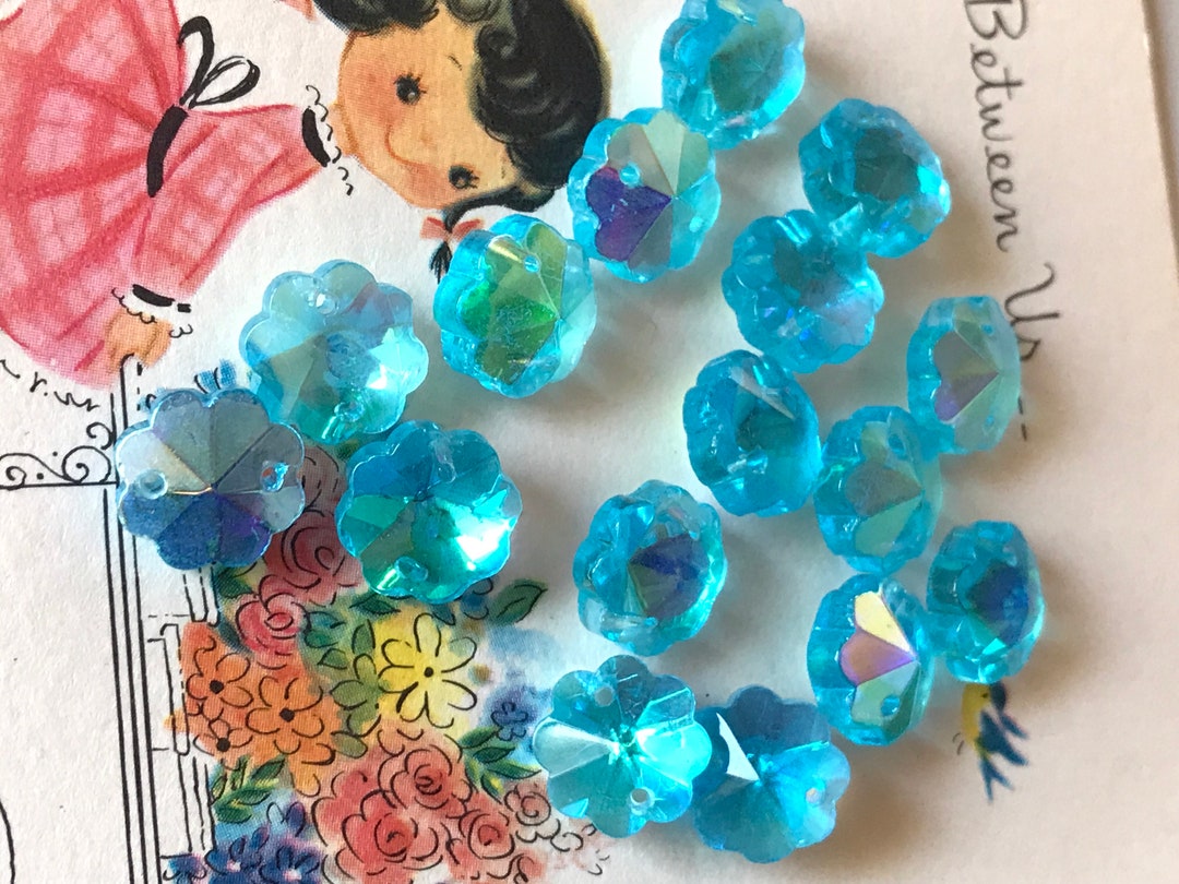 Vintage Flower Glass Prism Beads, Sapphire Prism Beads, Prisms ...