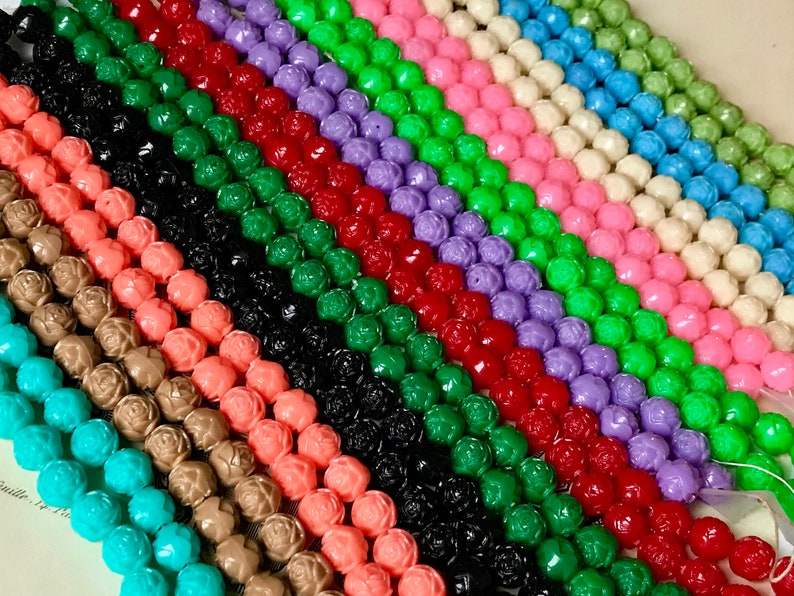 Vintage Rose Beads From Hong Kong, Acrylic or Plastic, 20pcs - Etsy