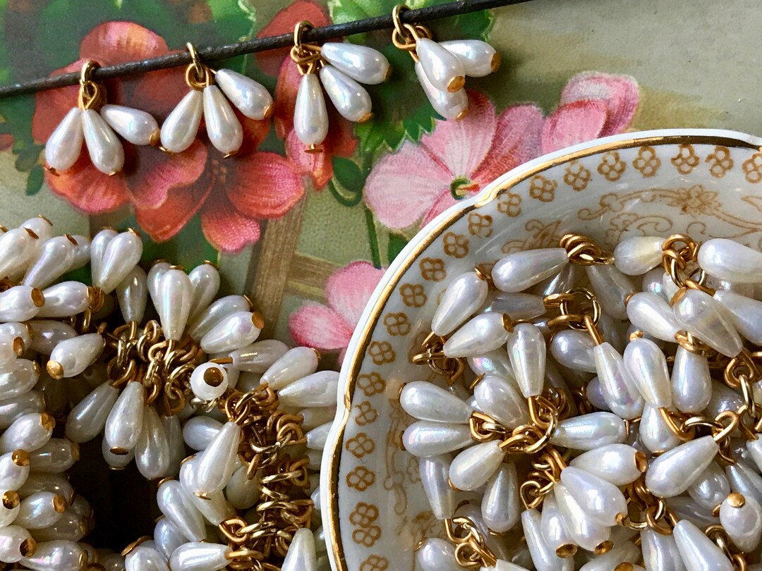 PEARL Drops, Vintage Triple Teardrop Drops, 8x4, Japanese Pearls, PEARL ...