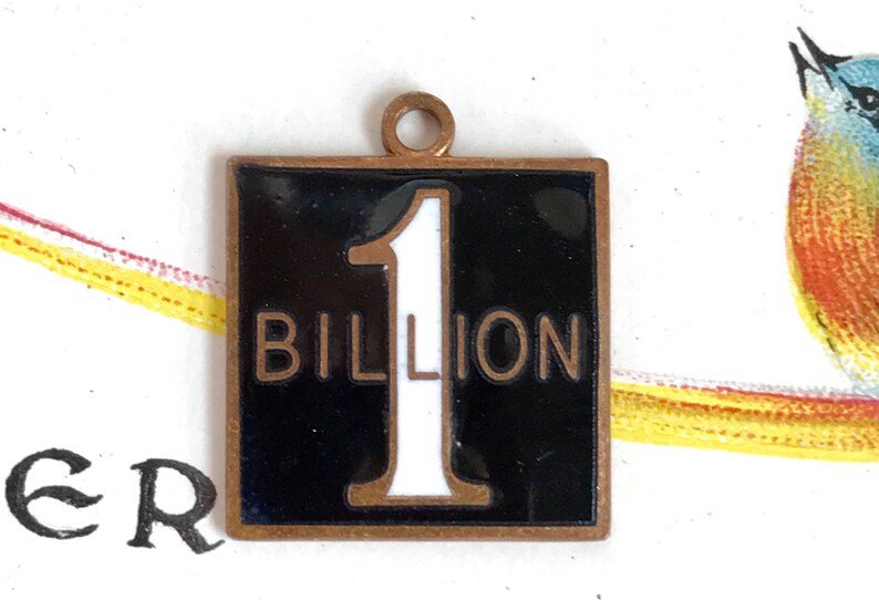 Vintage 1 Billion Charm Enameled Charm Square Charm Token | Etsy