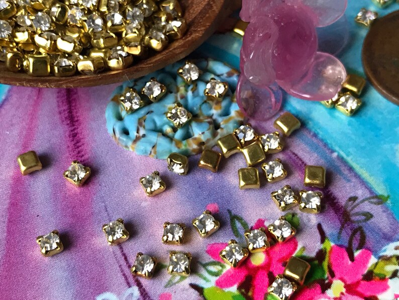 Vintage 3mm Square Rhinestones, Set Rhinestones, Vintage Swarovski ...