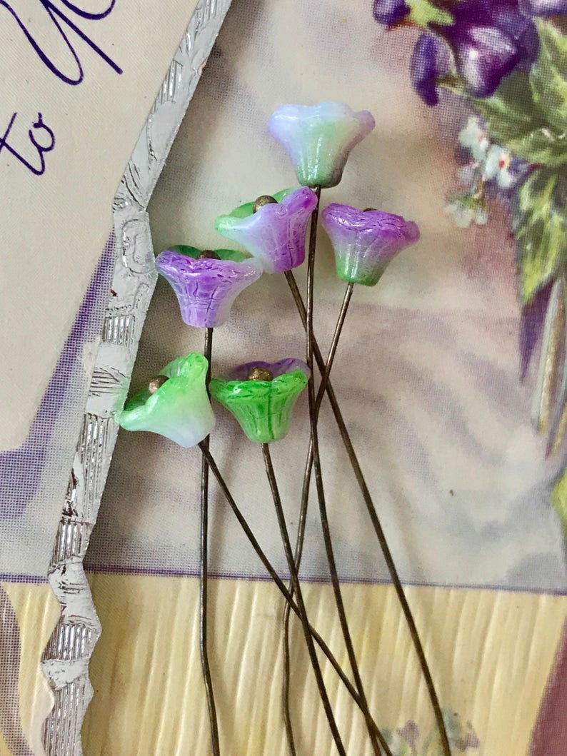Glass Stamens Glass Flower Stems Flower Headpins Stamen | Etsy