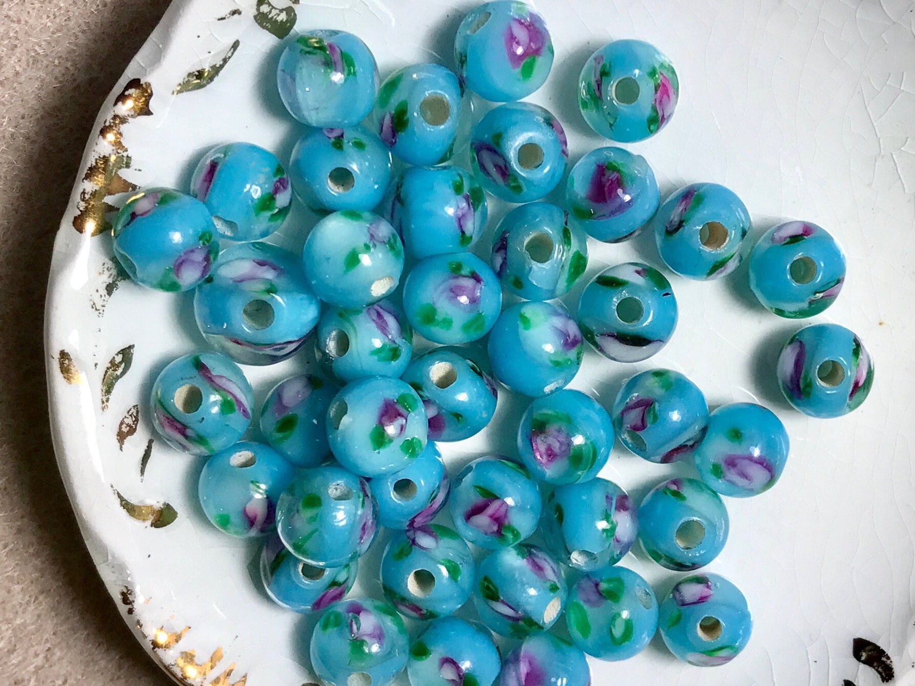 Vintage Wedding Cake Beads, 6mm, 12pcs, Opaque Blue - Etsy