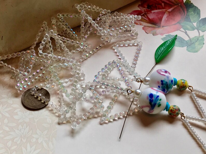 Triangle Hoops, Beaded Aurora Borealis Beads, Austria Beads ...