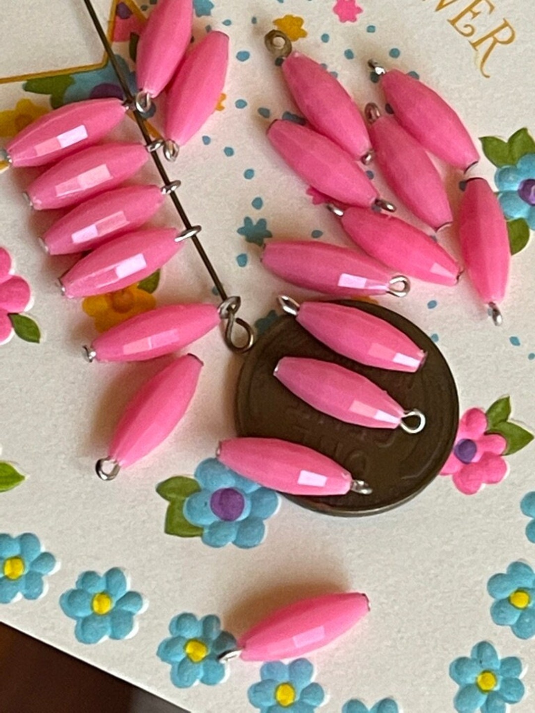 Pink Bead Drops, Plastic, 4x11, 10pcs, VINTAGE, Dolled up Jewelry ...