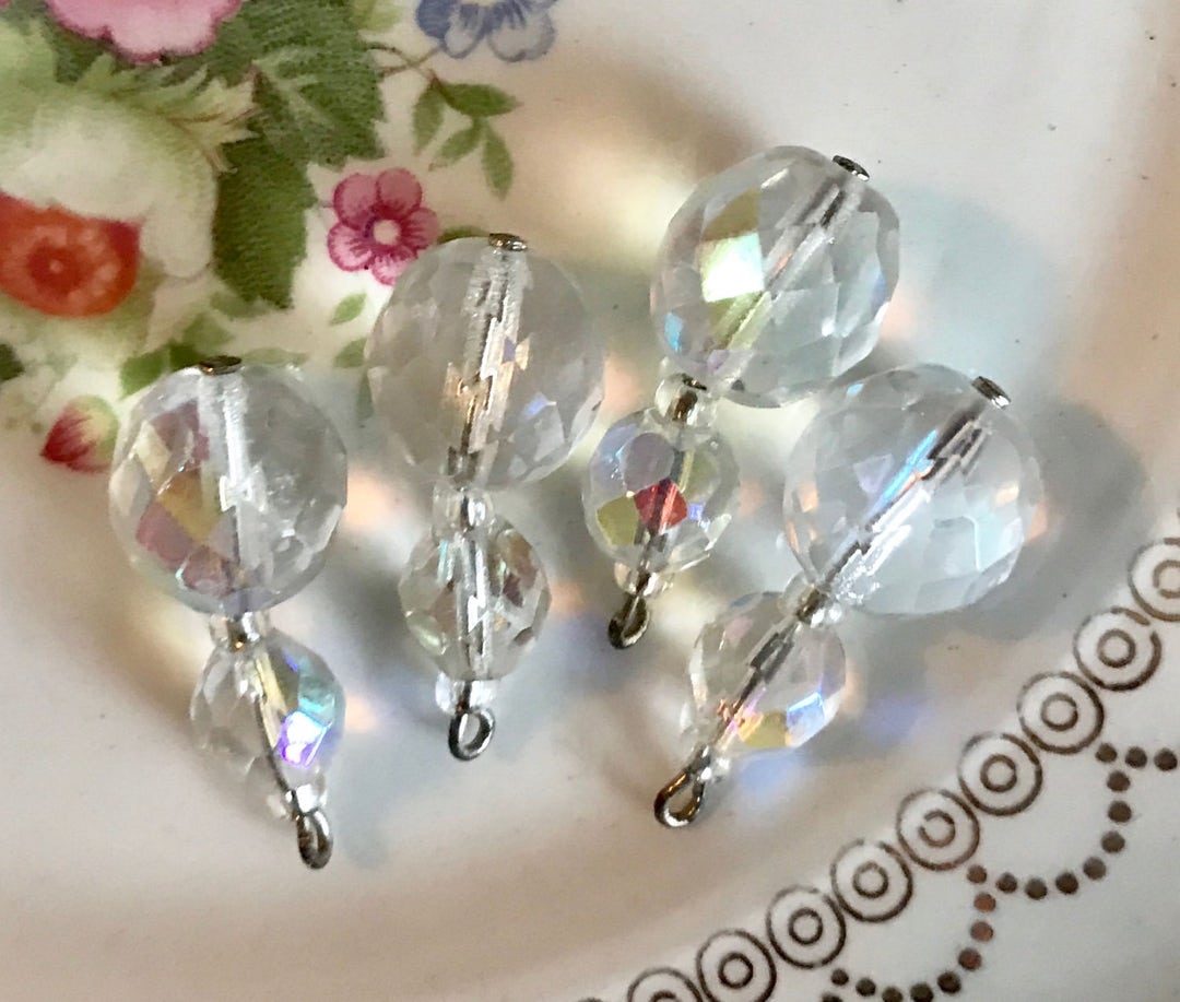 AB Drops, Vintage Crystal Connectors, Crystal Drops, Crystal Dangles,ab ...