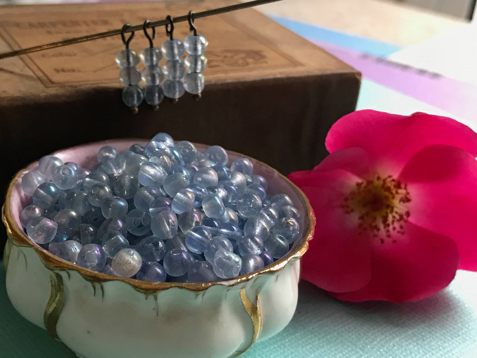 30 Vintage AB Beads,wholesale Beads,blue Glass Beads 5mm, 4mm Beads ...