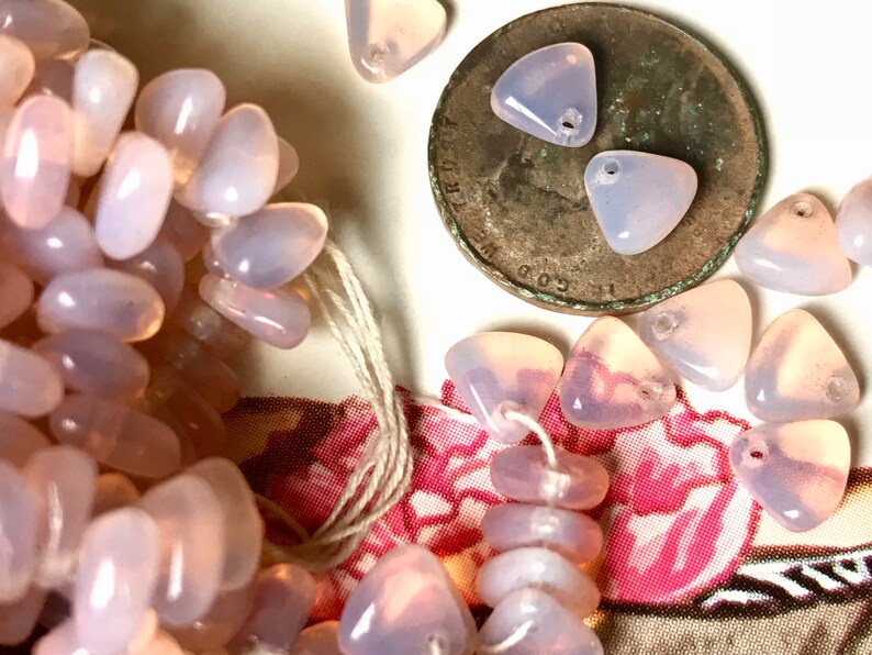 Vintage Harlequin Beads Triangle Beads Pink Opal Beads Tiny | Etsy