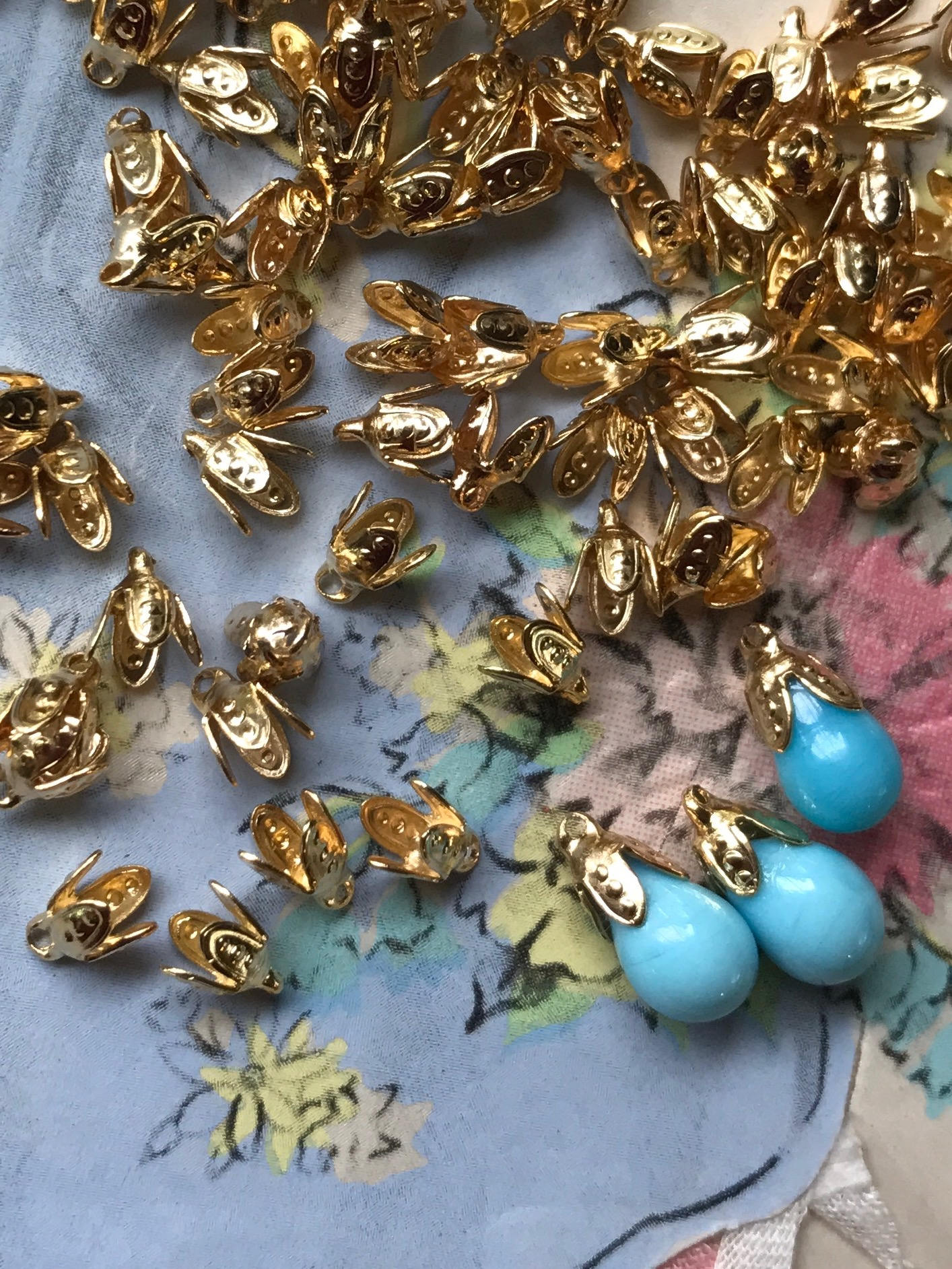 Vintage Bead Caps,4mm Brass Bead Caps, Petal Bead Caps,button Shanks ...