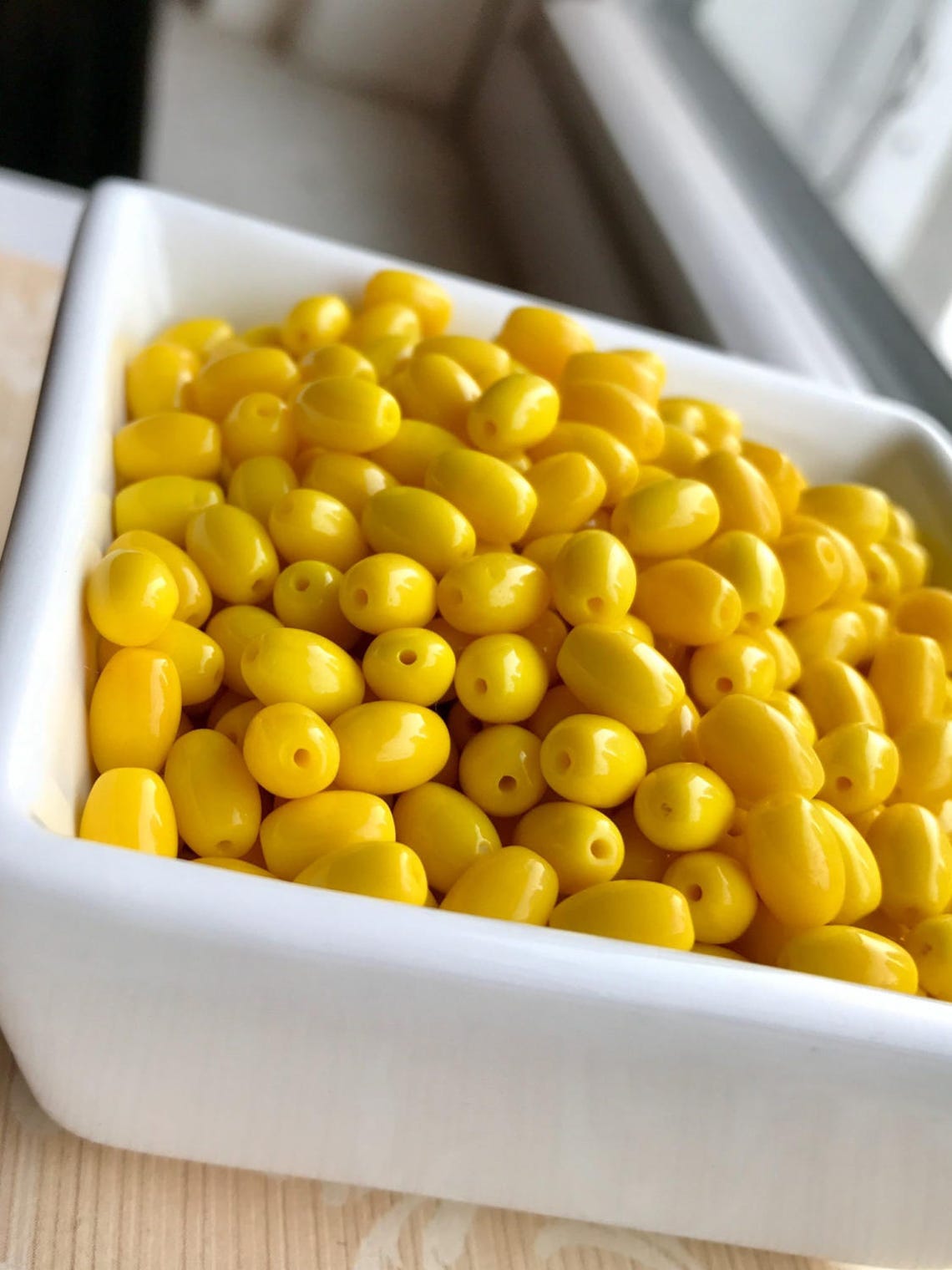 Vintage Glass Beads,vintage Yellow Beads, Yellow Czech Beads - Etsy