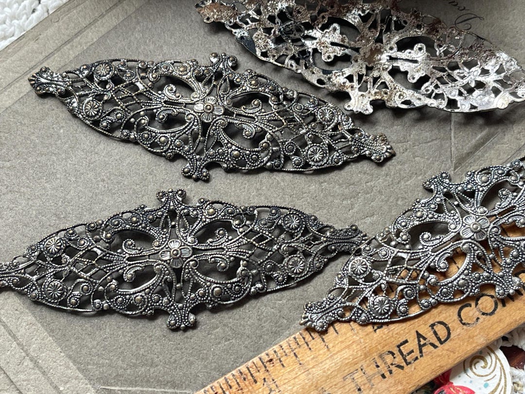 Antique Victorian Filigree Stamping, Antique Silver Ox, Metal Accent ...