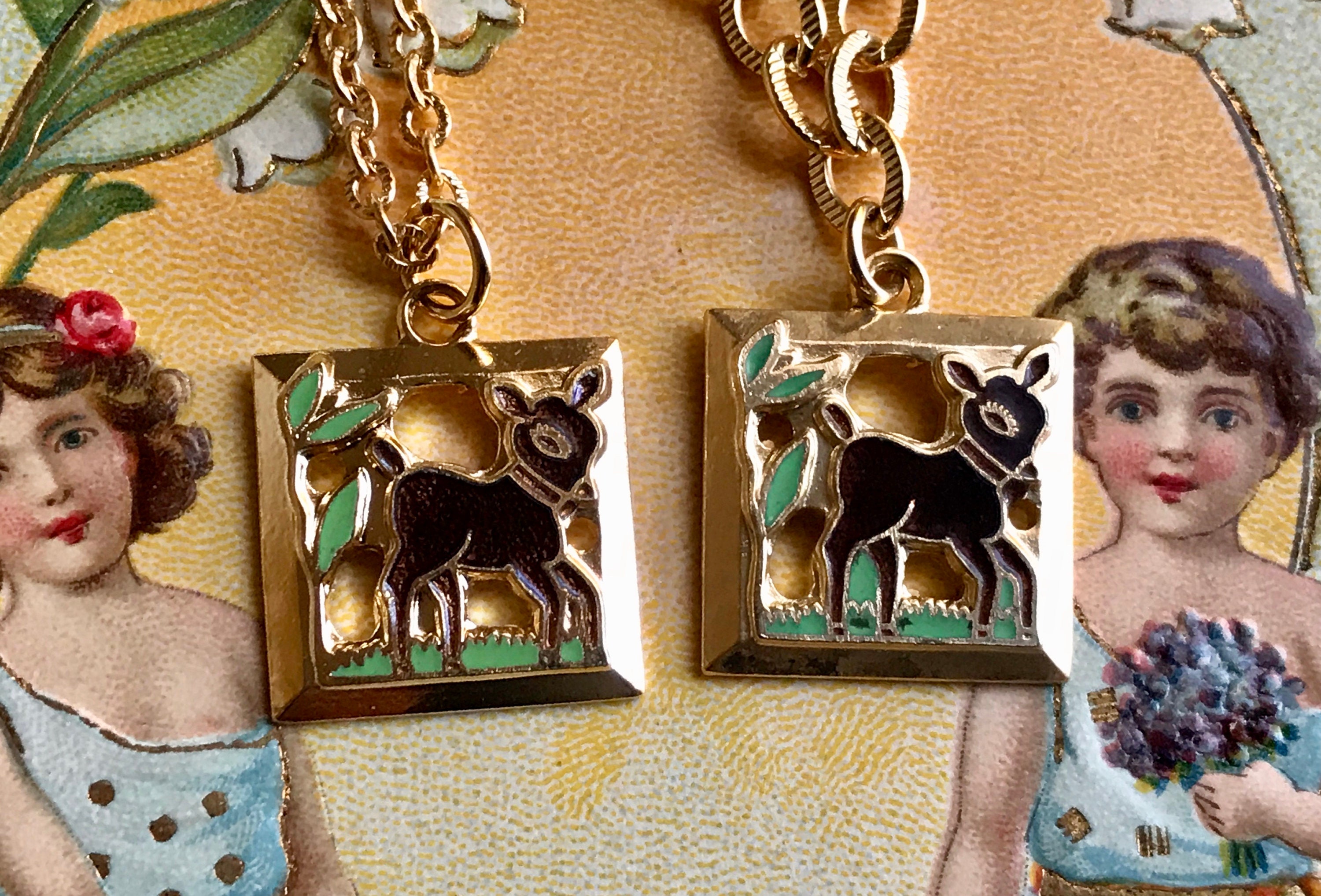 Twins Bracelet and Necklace Set, Emmons Set, Bambi Necklace, Deer ...