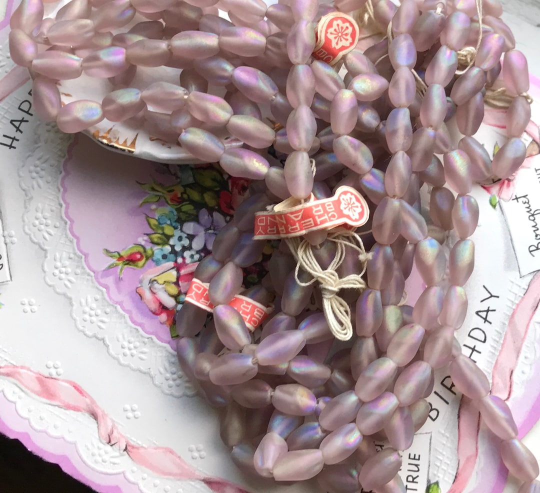 Vintage Pink Frosted Opal Glass Beads, Frosted Glass Opals, Cherry ...
