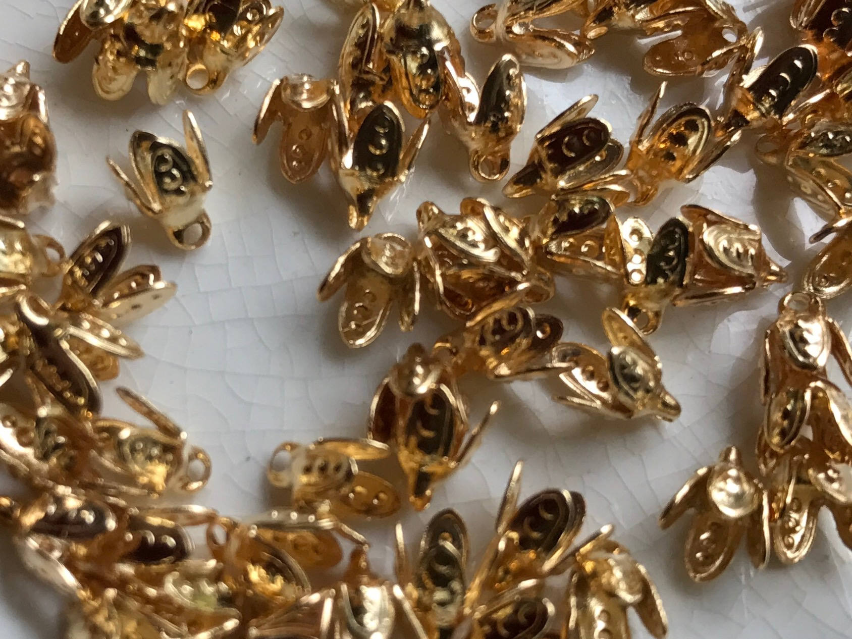 Vintage Bead Caps,4mm Brass Bead Caps, Petal Bead Caps,button Shanks ...