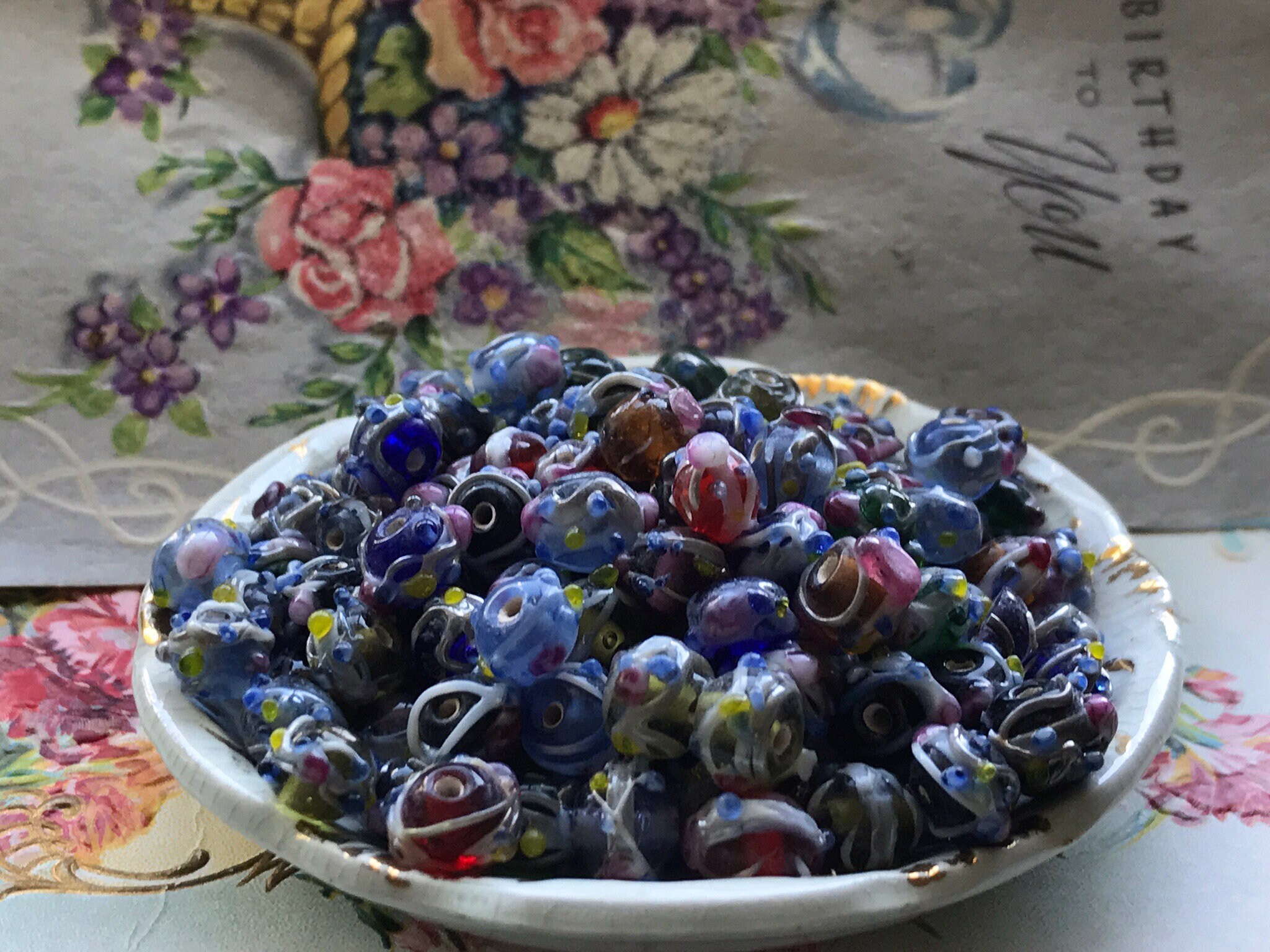 Vintage Wedding Cake Beads Glass Beads Art Glass Colorful - Etsy