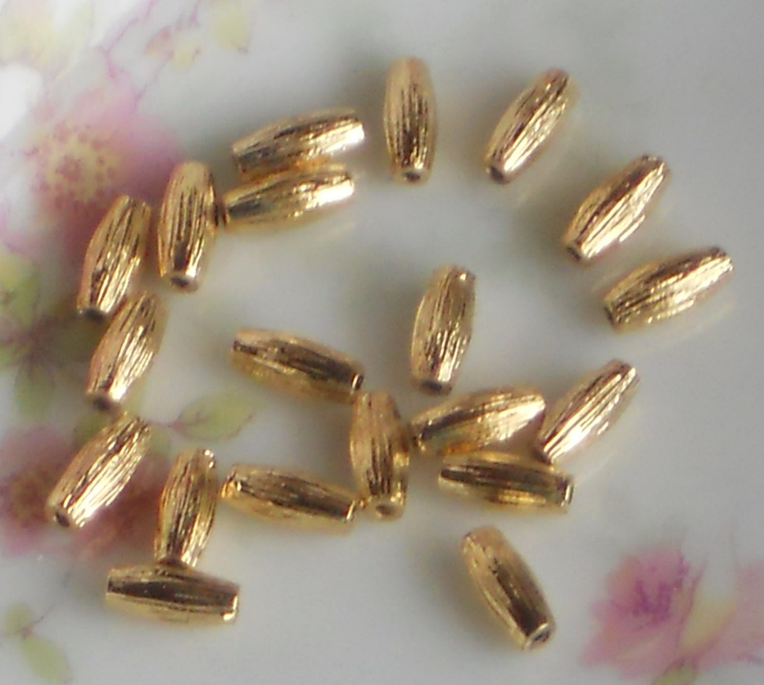 Vintage Brass Beadsrice Beads Ribbed Beads | Etsy