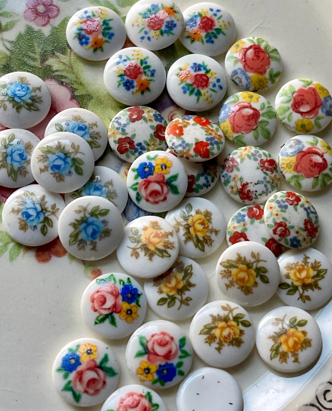 Vintage Rose Cabochons, 10mm, 6pcs, COTTAGECORE - FLOWER Cabochons ...