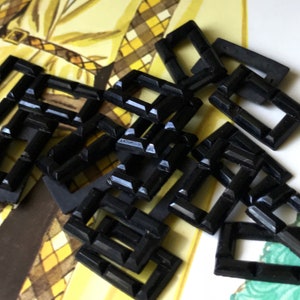 Vintage Glass Rectangle Hoops, Flat Back Loops, Rectangle Hoops, Rectangle Cabochons, Long ...