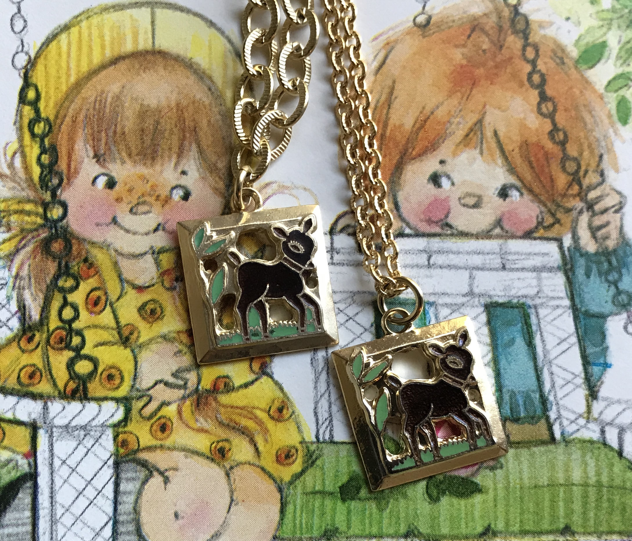 Twins Bracelet and Necklace Set, Emmons Set, Bambi Necklace, Deer ...