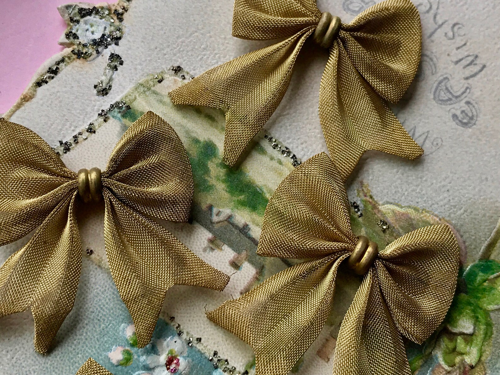 Brass Mesh Bows Vintage Assemblage Bow Embellishments | Etsy