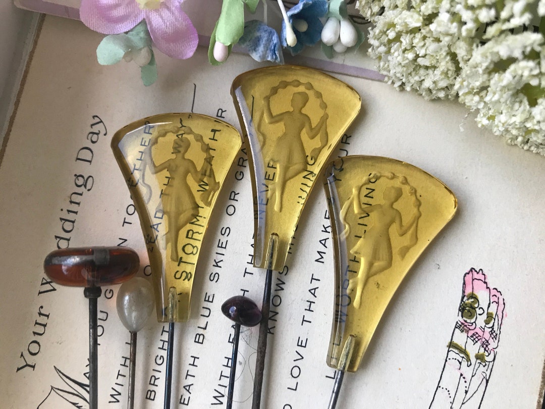 Antique Czech Glass Hat Pin Topper, Intaglio Pendant, Art Glass ...