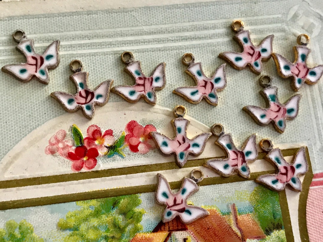 Dove Charms, Bird Charms, Vintage Bird Charms, Enamel Birds Charms ...