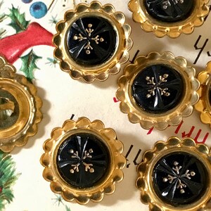 Vintage Glass Buttons, Snowflake Button Black Silver Snow Flake, Winter ...