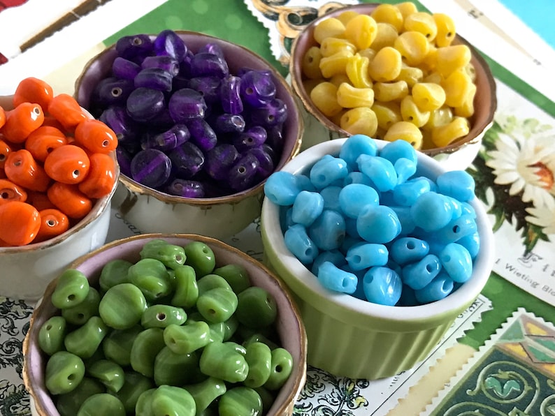 Vintage Glass Beads Vintage Kernel Beads Corn Beads Yellow - Etsy